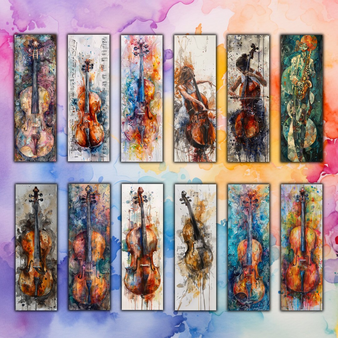 50 WATERCOLOR MUSIC Printable Bookmarks/digital Bookmark/design ...
