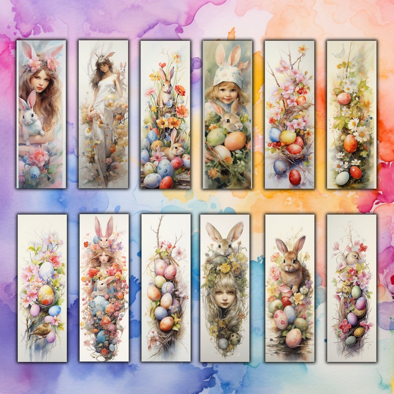 50 EASTER Printable Bookmarks/ Digital Bookmark/ Easter Bookmark/design ...