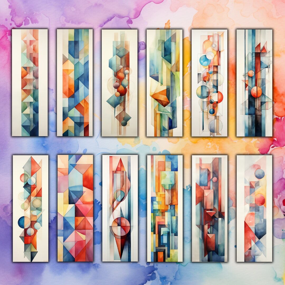 50 GEOMETRIC Printable Bookmarks/ Digital Bookmark/ Geometric Bookmarks ...