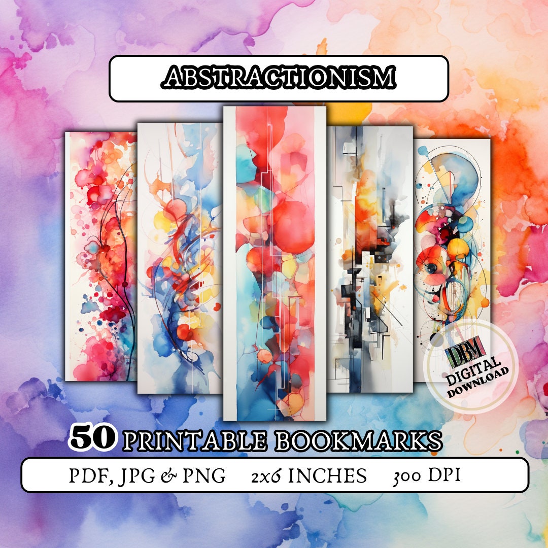 50 ABSTRACTIONISM Printable Bookmarks/digital Bookmark/design Bookmarks ...