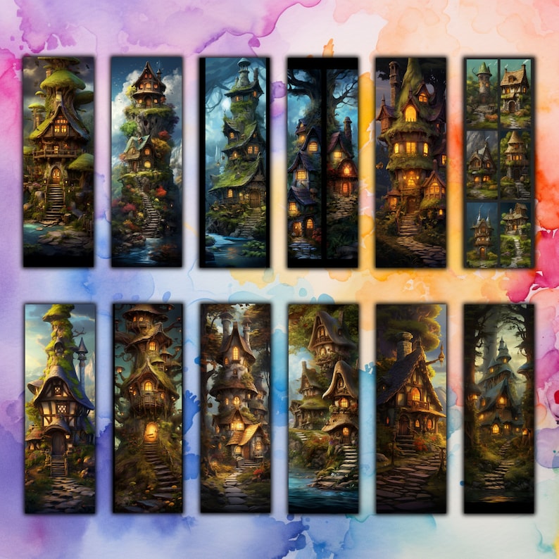 50 COZY COTTAGES Printable Bookmarks/digital Bookmark/design Bookmarks ...