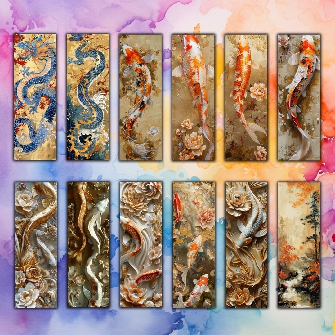 50 ASIAN SILK PAINTING Printable Bookmarks/ Digital Bookmark/ Geisha ...