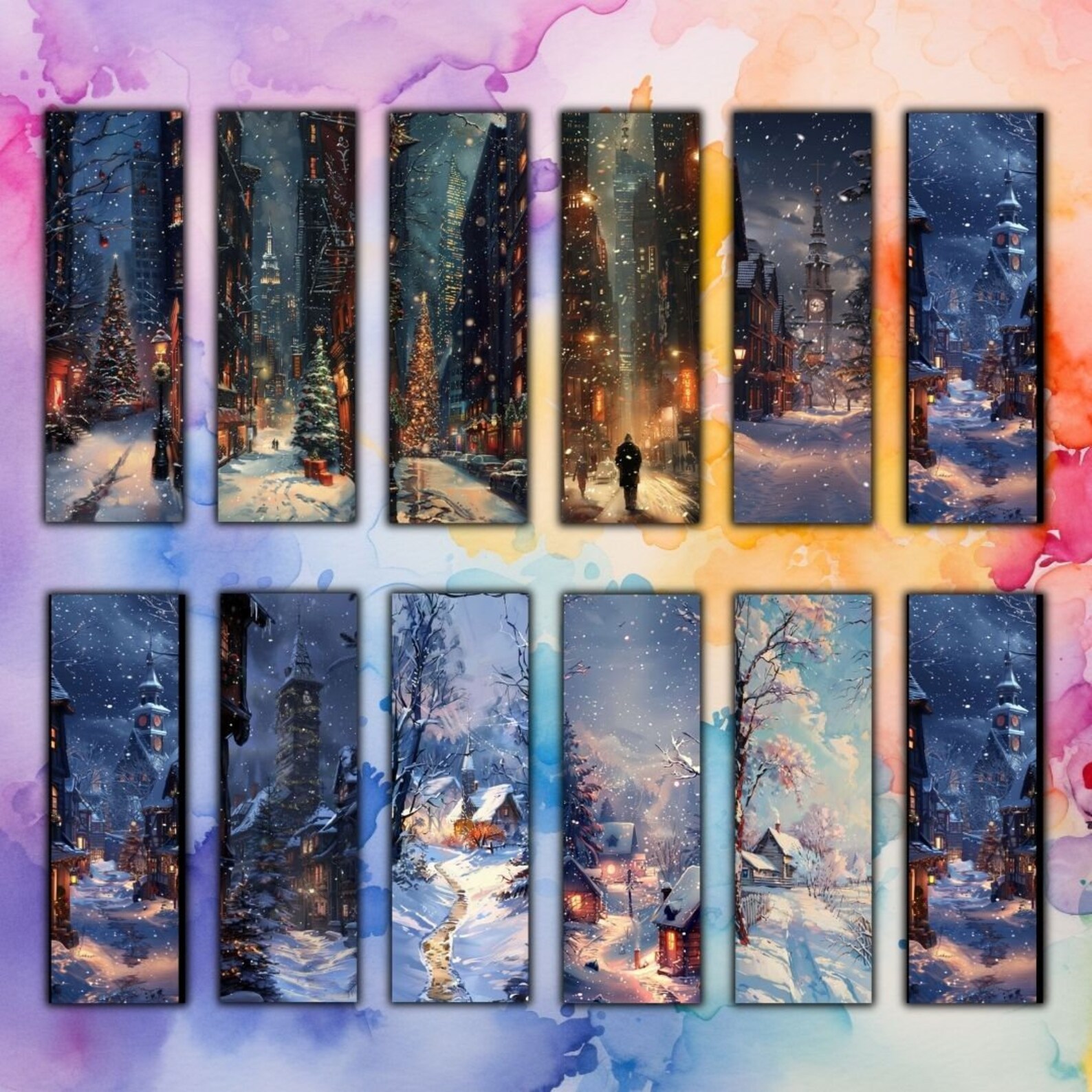 50 WINTER LANDSCAPE Printable Bookmarks/digital Bookmark/ Pixel ...