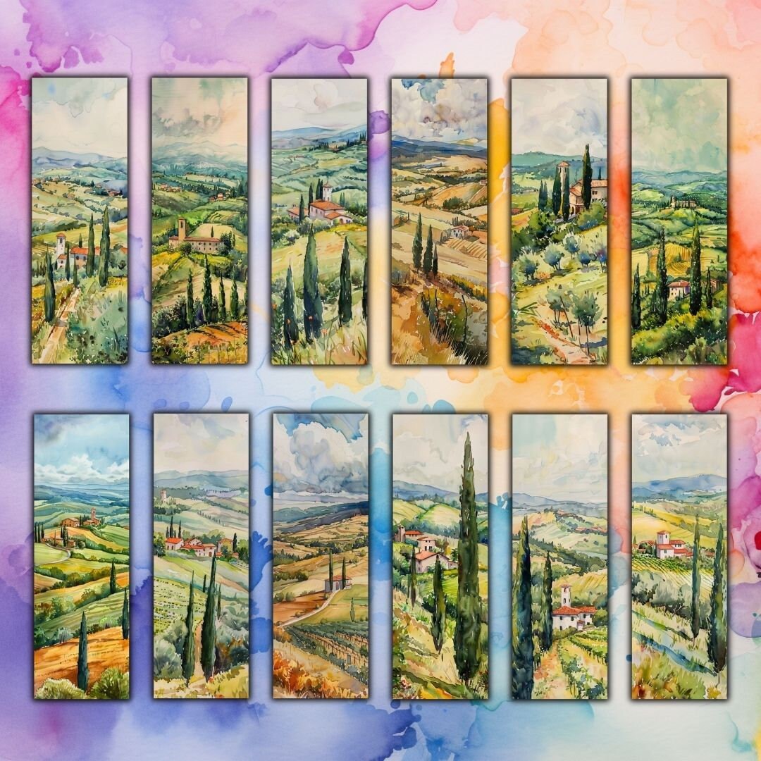 50 ITALIAN HILLS Printable Bookmarks/ Digital Bookmark/landscape ...