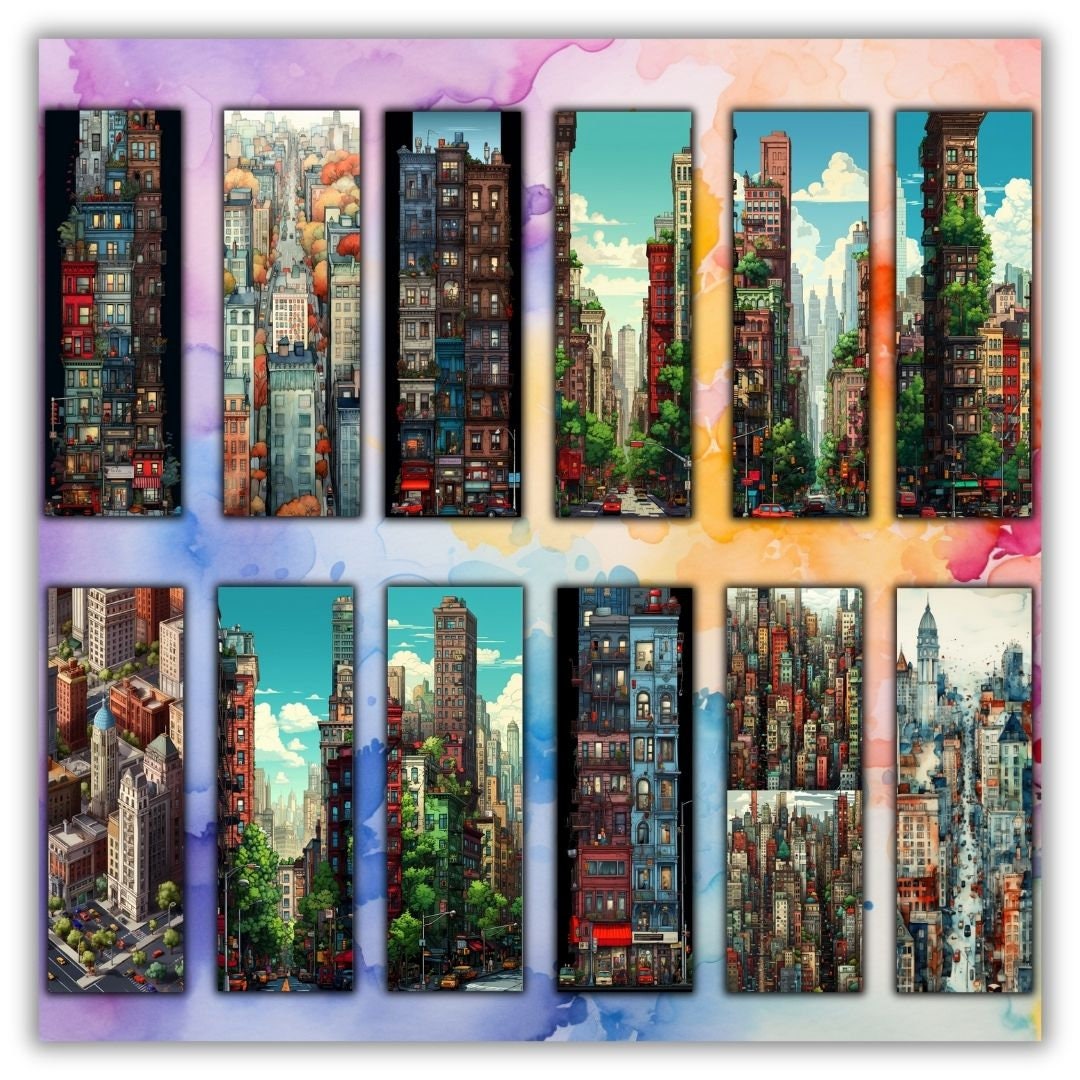 50 NY PIXEL ART Printable Bookmarks/ Digital Bookmark/ Design Bookmarks ...