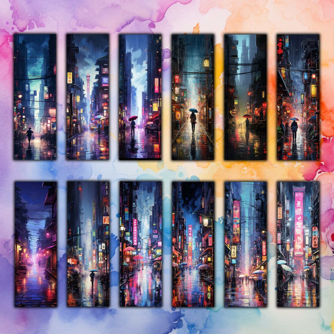 50 CYBERPUNK Printable Bookmarks/digital Bookmark/design Bookmarks ...