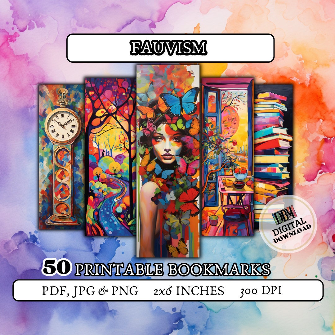 50 FAUVISM Printable Bookmarks/ Digital Bookmark/design Bookmarks ...