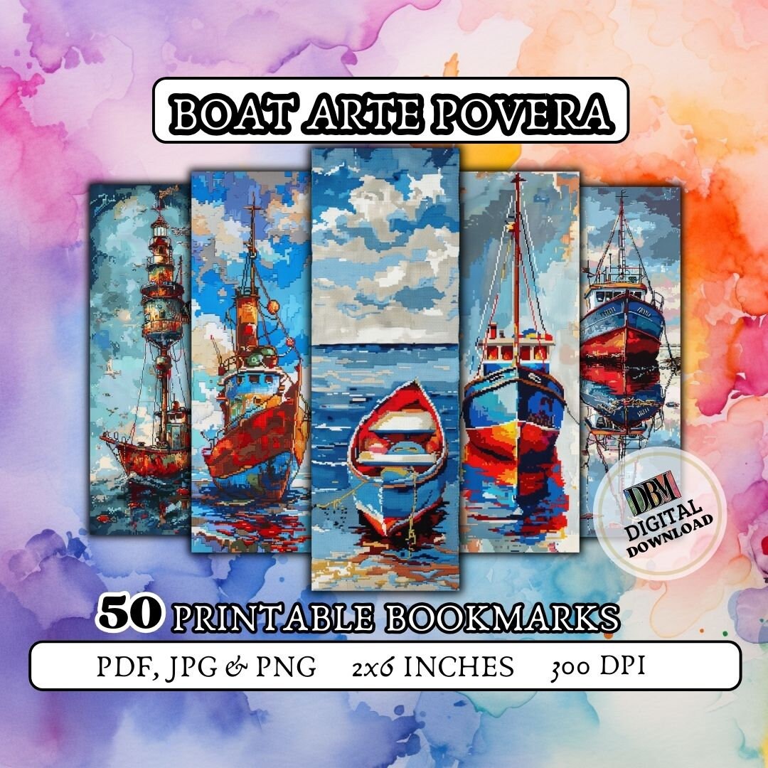 50 BOAT Printable Bookmarks/ Digital Bookmark/ Design Bookmarks/ Gift ...