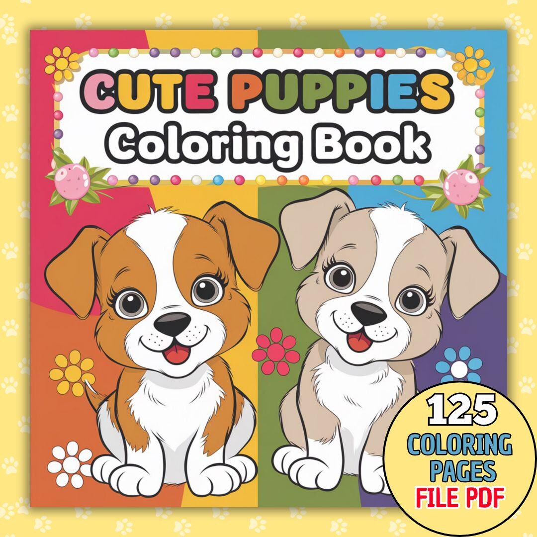 CUTE PUPPIES Coloring Book/ Bold and Easy Coloring Pages/ Easy Coloring ...