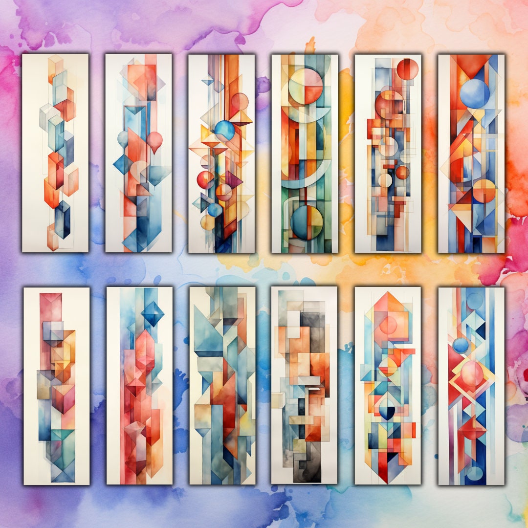 50 GEOMETRIC Printable Bookmarks/ Digital Bookmark/ Geometric Bookmarks ...