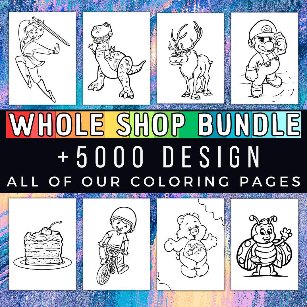5000 Kids Coloring Pages Whole Shop Bundle/ Adult Coloring Book/ Cute ...
