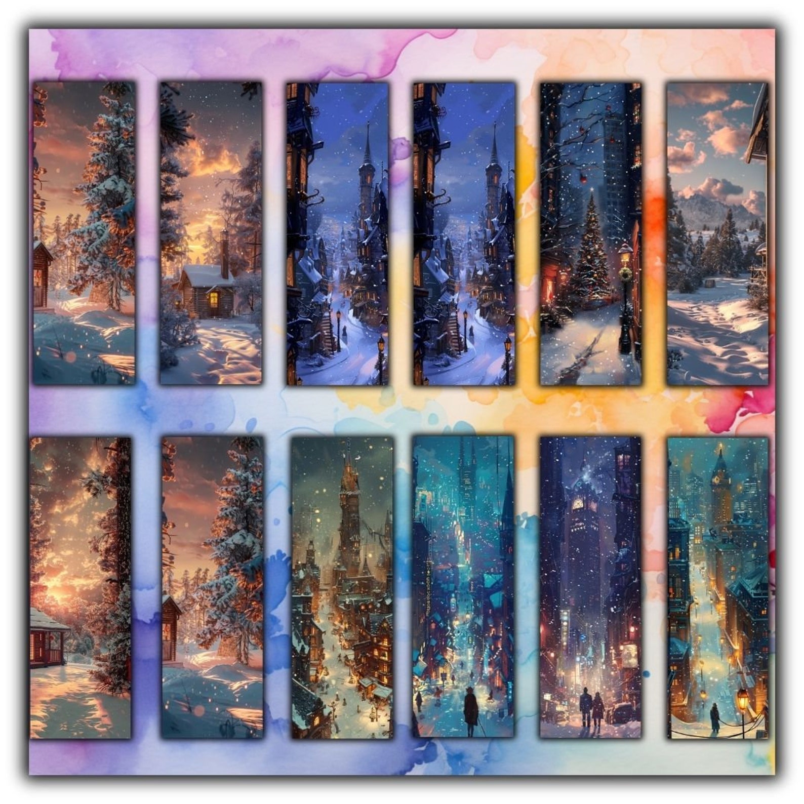 50 WINTER LANDSCAPE Printable Bookmarks/digital Bookmark/ Pixel ...