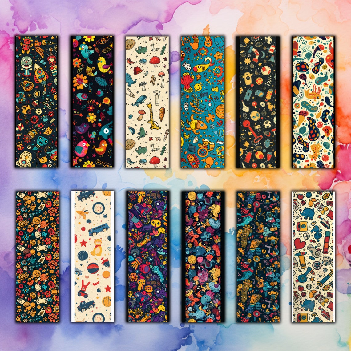 50 TOYS PATTERN Printable Bookmarks/ Digital Bookmark/ Gift for Kid ...