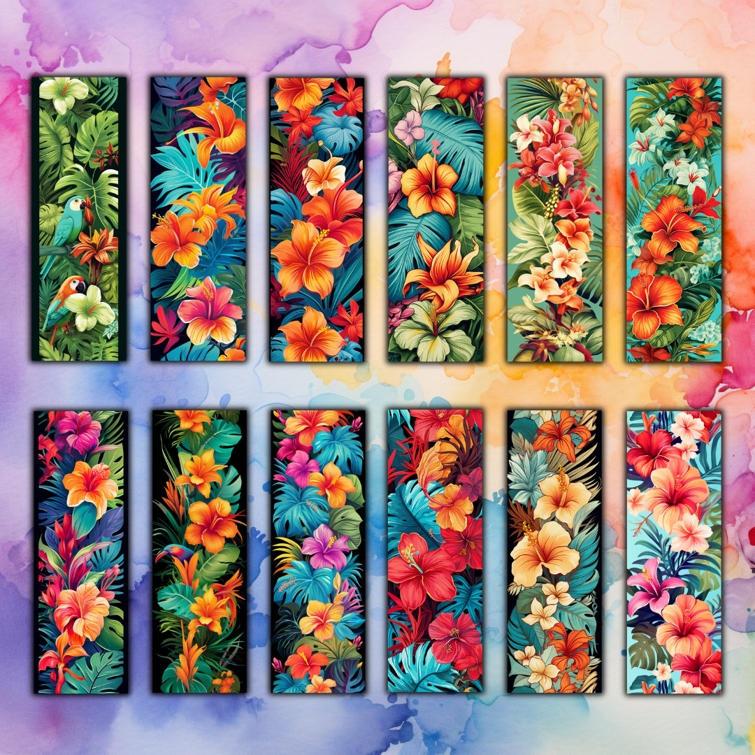 50 TROPICAL Printable Bookmarks/ Digital Bookmark/ Tropical Bookmarks ...