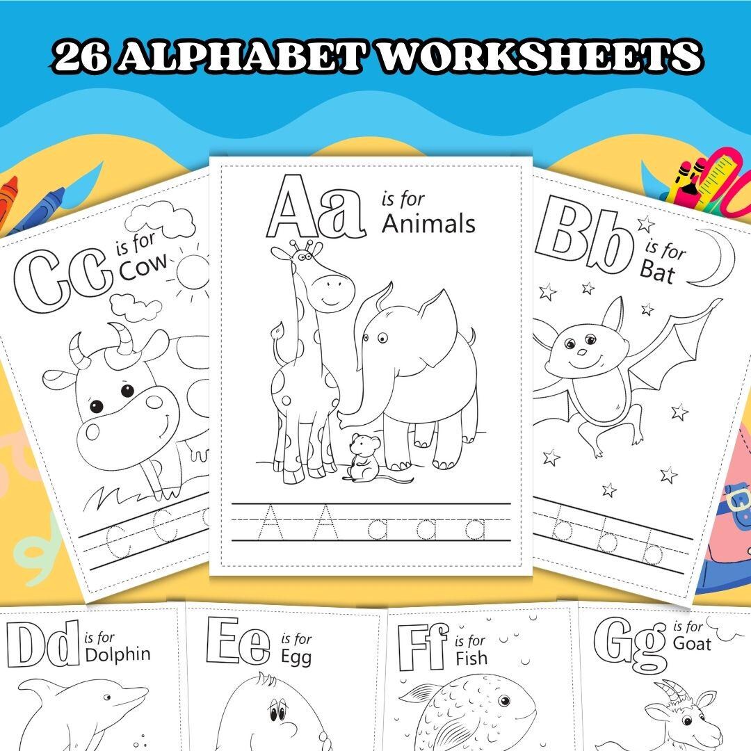 26 Alphabet Worksheets / Handwriting Worksheet / Alphabet Coloring ...