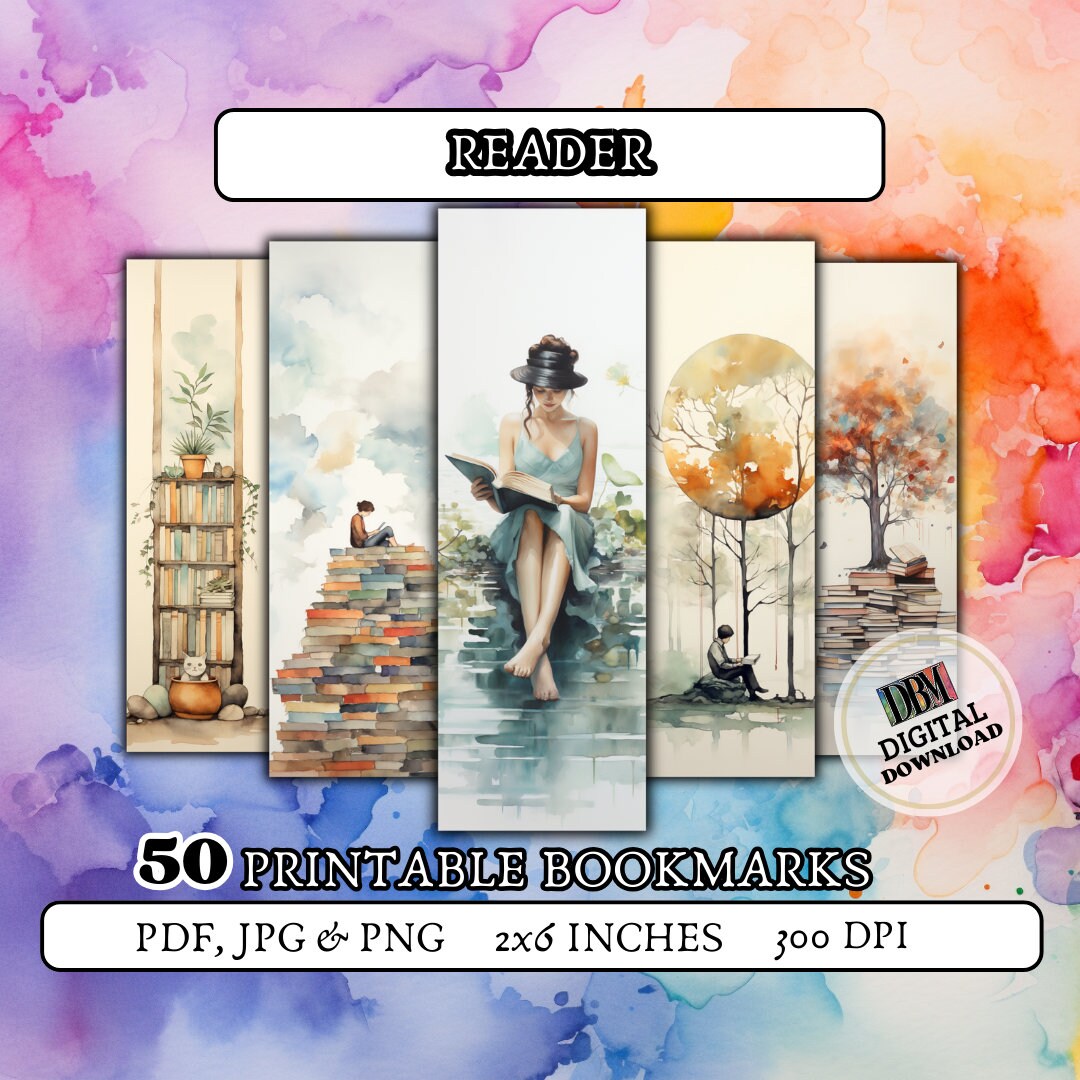 50 READER Printable Bookmarks/digital Bookmark/design Bookmarks ...