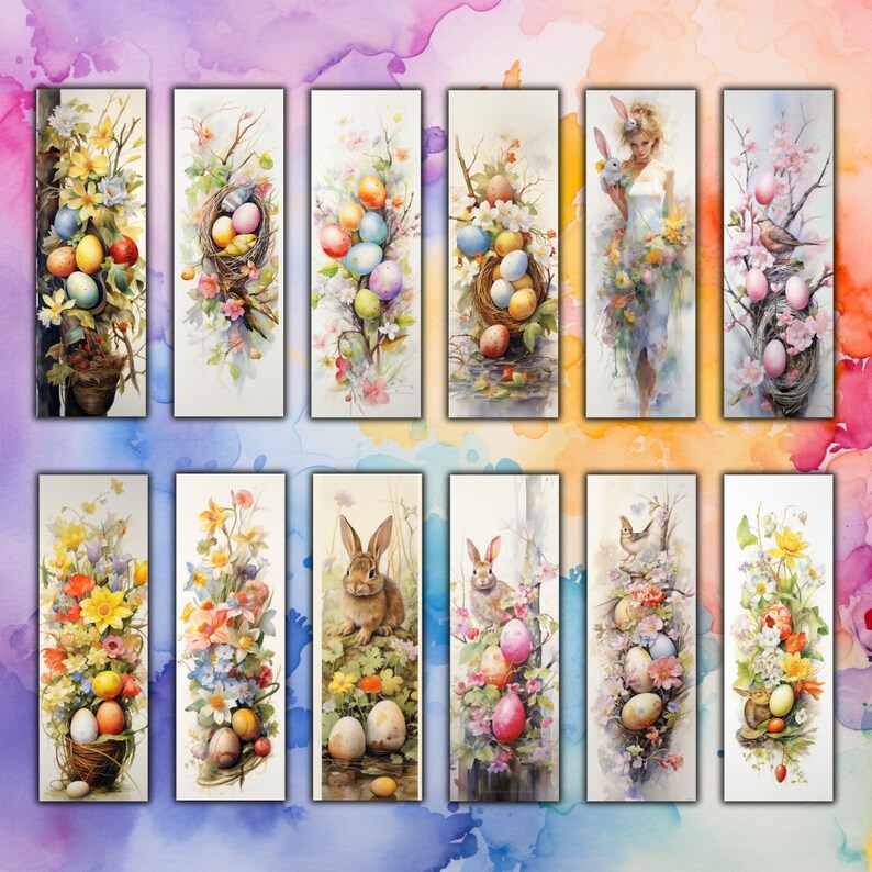 50 EASTER Printable Bookmarks/ Digital Bookmark/ Easter Bookmark/design ...