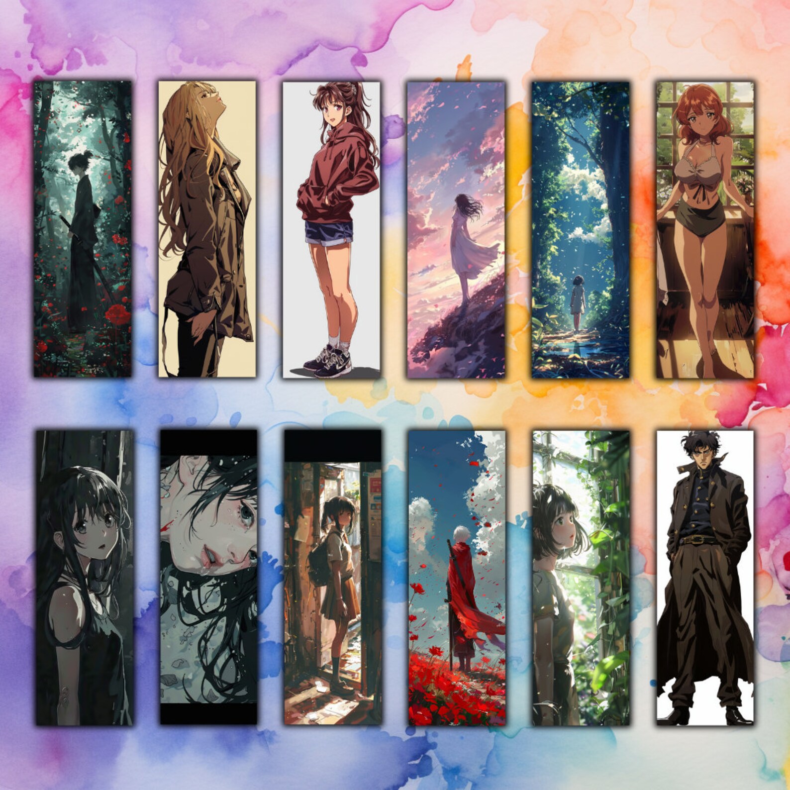 50 ANIME Printable Bookmarks/ Digital Bookmark/ Design Bookmarks ...