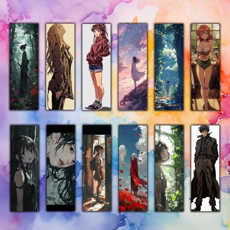 50 ANIME Printable Bookmarks/ Digital Bookmark/ Design Bookmarks ...