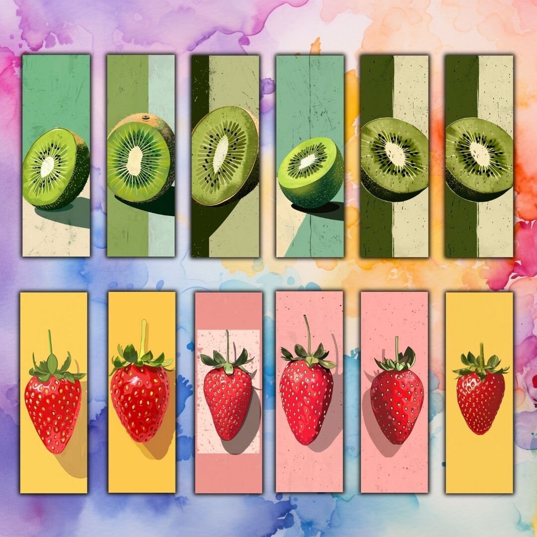 50 MINIMALIST FRUIT Printable Bookmarks/digital Bookmark/design ...