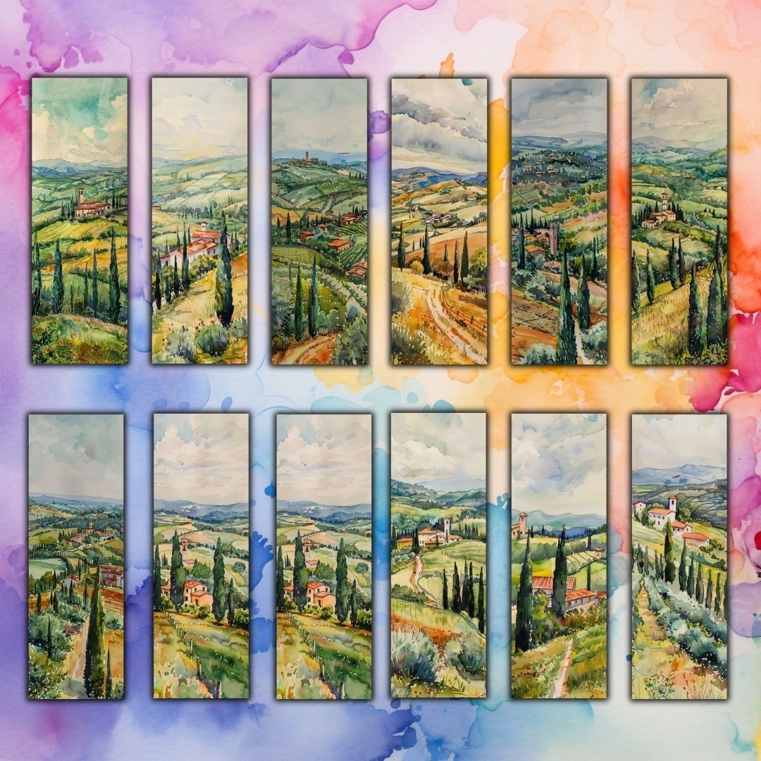 50 ITALIAN HILLS Printable Bookmarks/ Digital Bookmark/landscape ...
