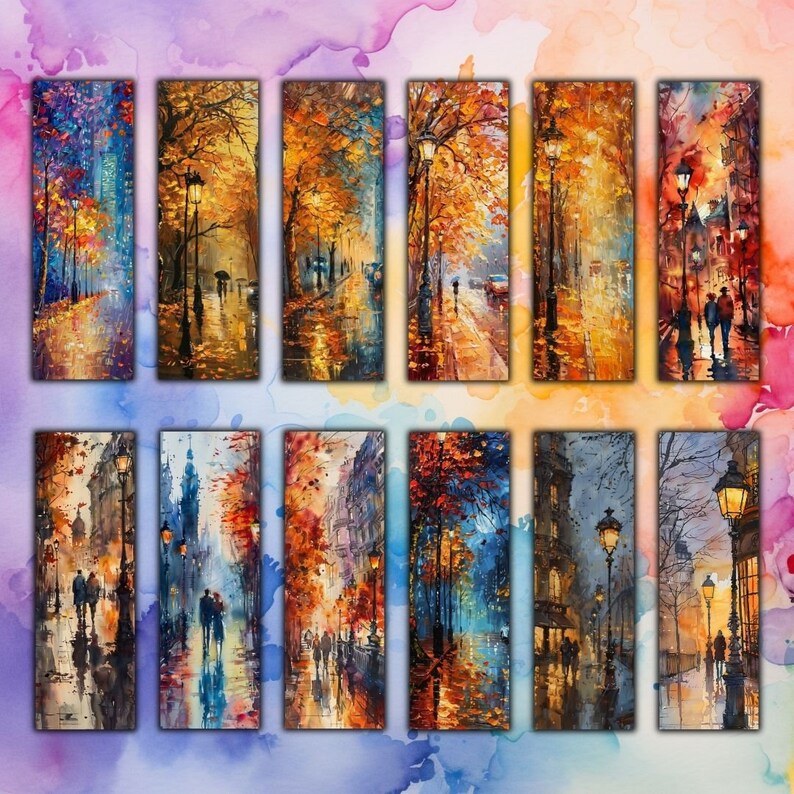 50 AUTUMN LIGHT Printable Bookmarks/ Digital Bookmark/ Watercolor ...