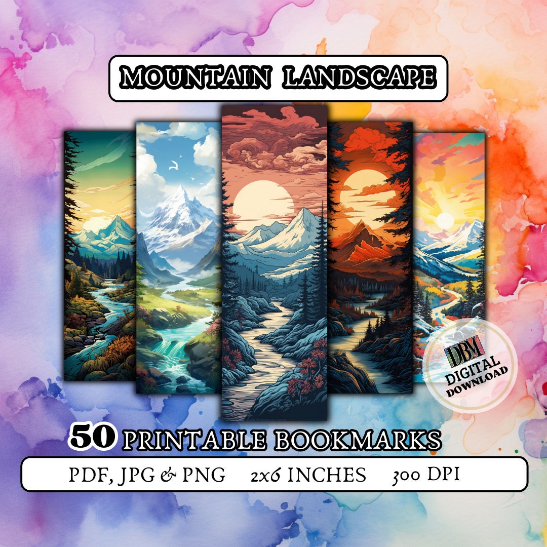 50 MOUNTAIN Printable Bookmarks/digital Bookmark/landscape Bookmarks ...