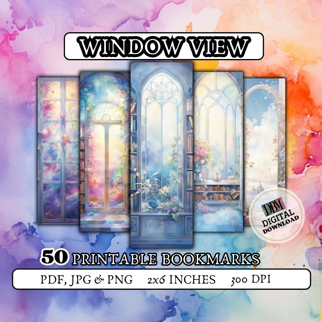 50 WINDOW VIEW Printable Bookmarks/digital Bookmark/ Design Bookmarks ...