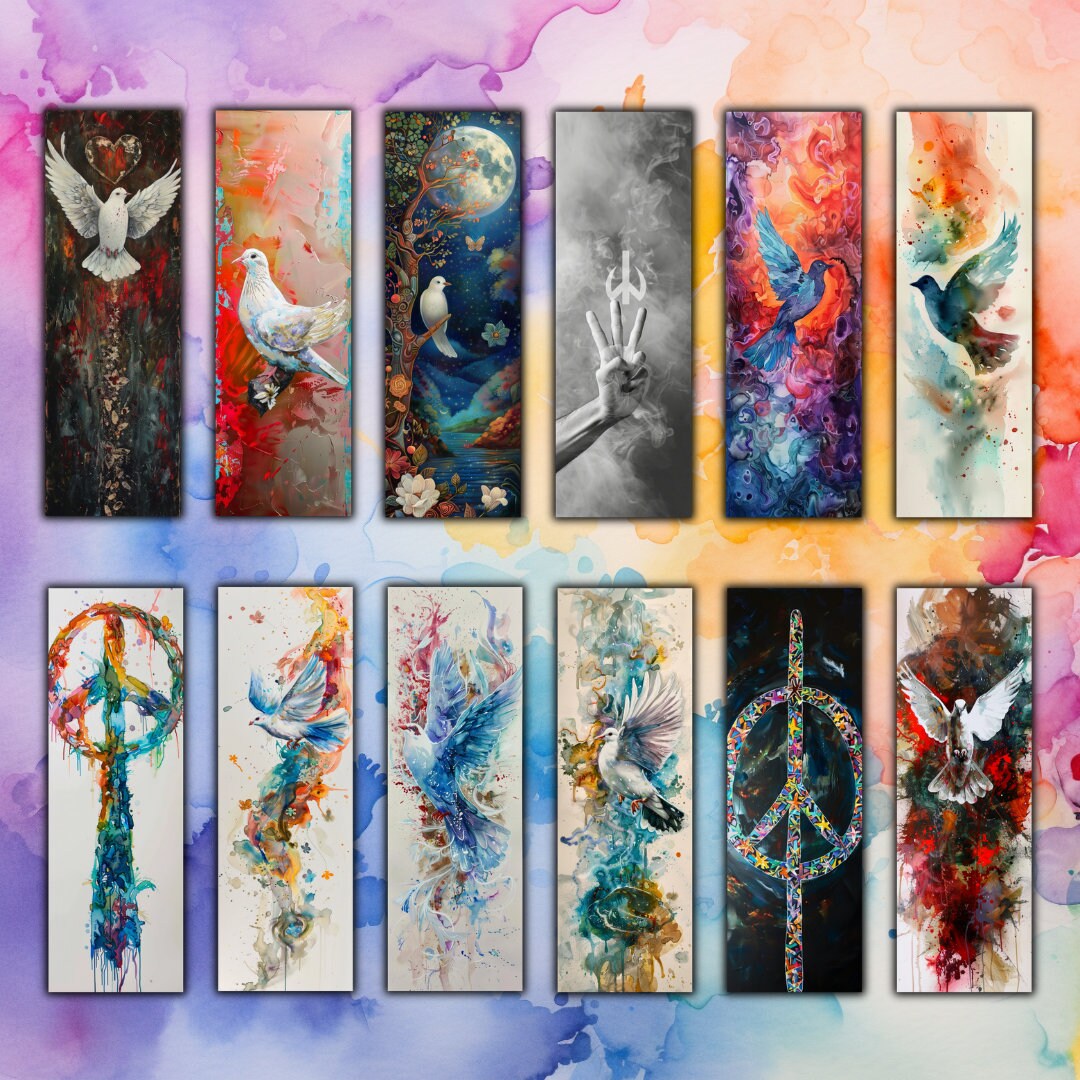 50 PEACE Printable Bookmarks/ Digital Bookmark/ Watercolor Bookmarks ...