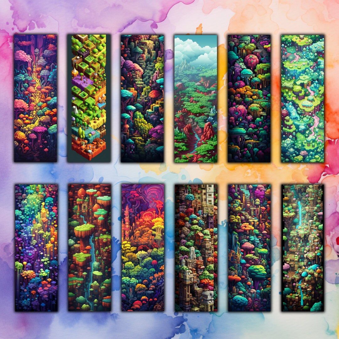 50 PIXEL-VOXEL Printable Bookmarks/ Digital Bookmark/ Pixel Bookmarks ...