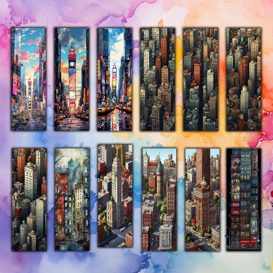 50 NY PIXEL ART Printable Bookmarks/ Digital Bookmark/ Design Bookmarks ...