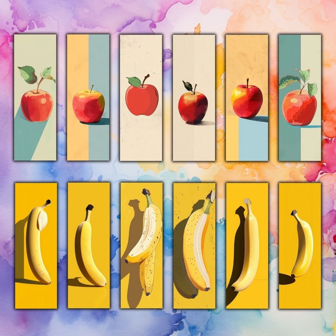50 MINIMALIST FRUIT Printable Bookmarks/digital Bookmark/design ...
