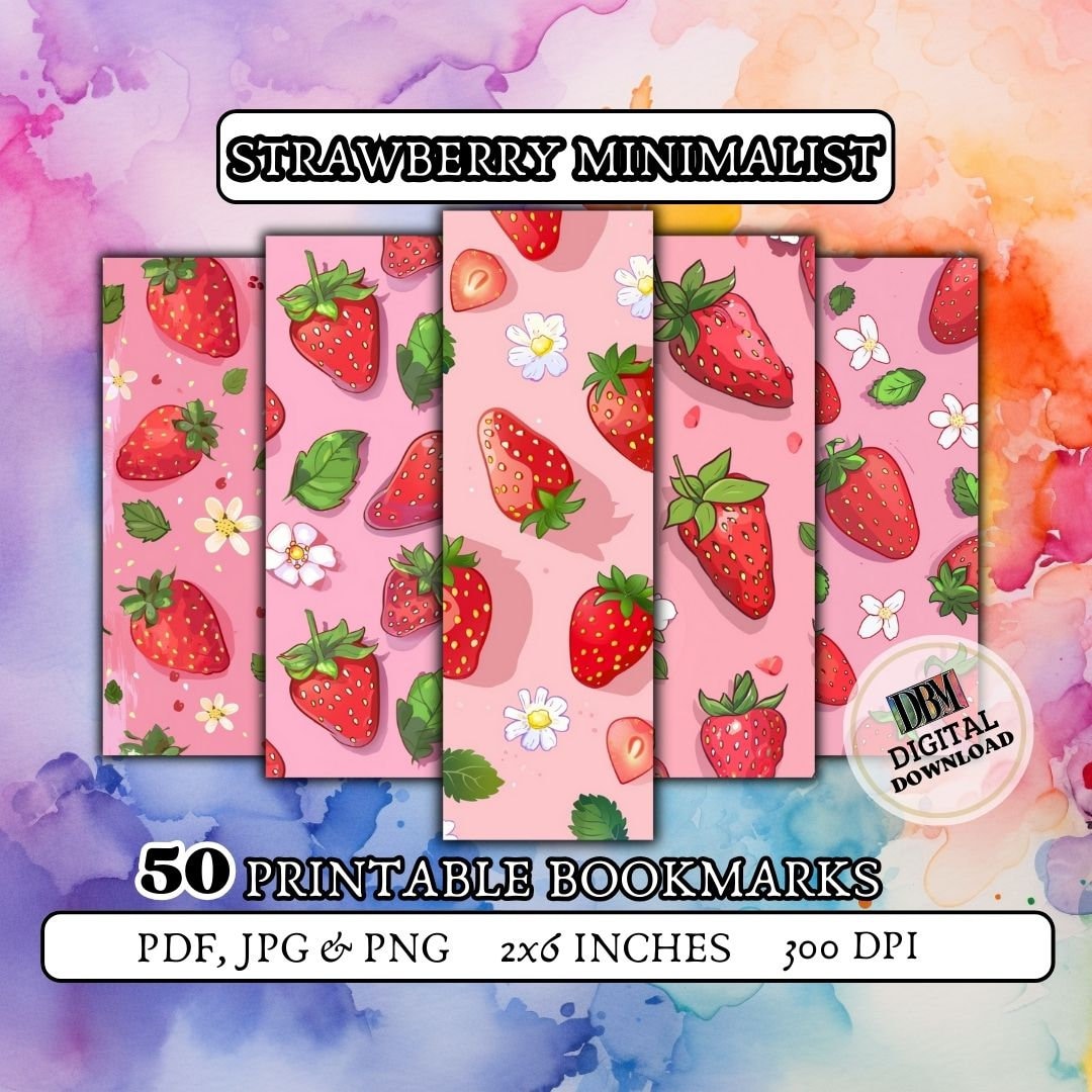 50 MINIMALIST FRUIT Printable Bookmarks/digital Bookmark/design ...