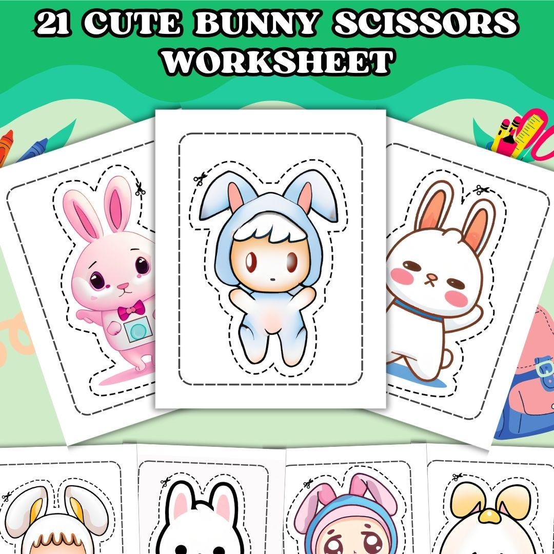Bunny Cut and Glue Craft Bunny Preschool Practice Sheets Printable ...