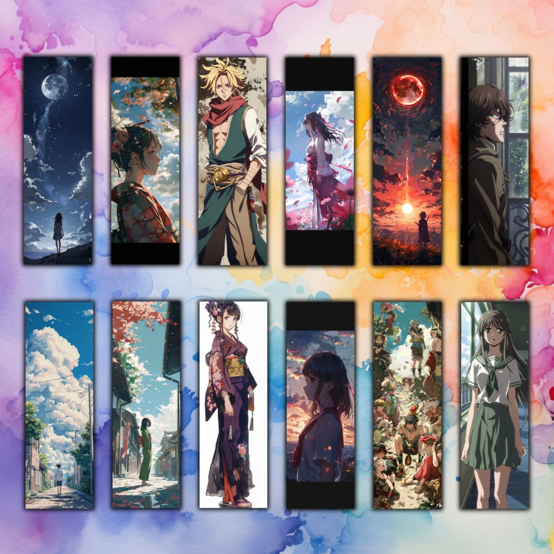 50 ANIME Printable Bookmarks/ Digital Bookmark/ Design Bookmarks ...