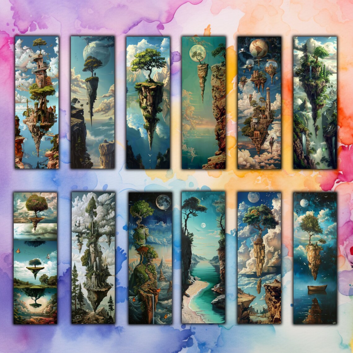 50 SURREALISM LANDSCAPE Printable Bookmarks/ Digital Bookmark/ Toy ...