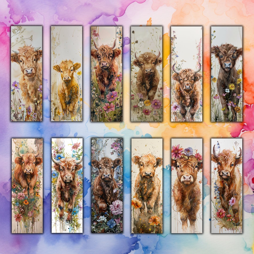 50 BROWN COW Printable Bookmarks/ Digital Bookmark/ Cute Animals ...