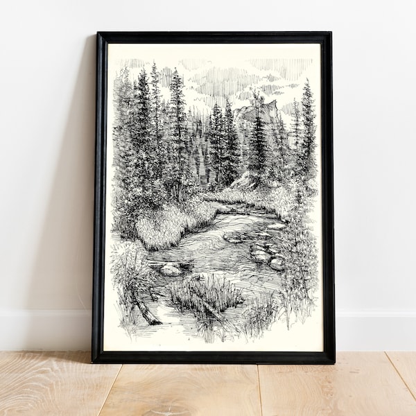 Mountain Ink Sketch - Etsy