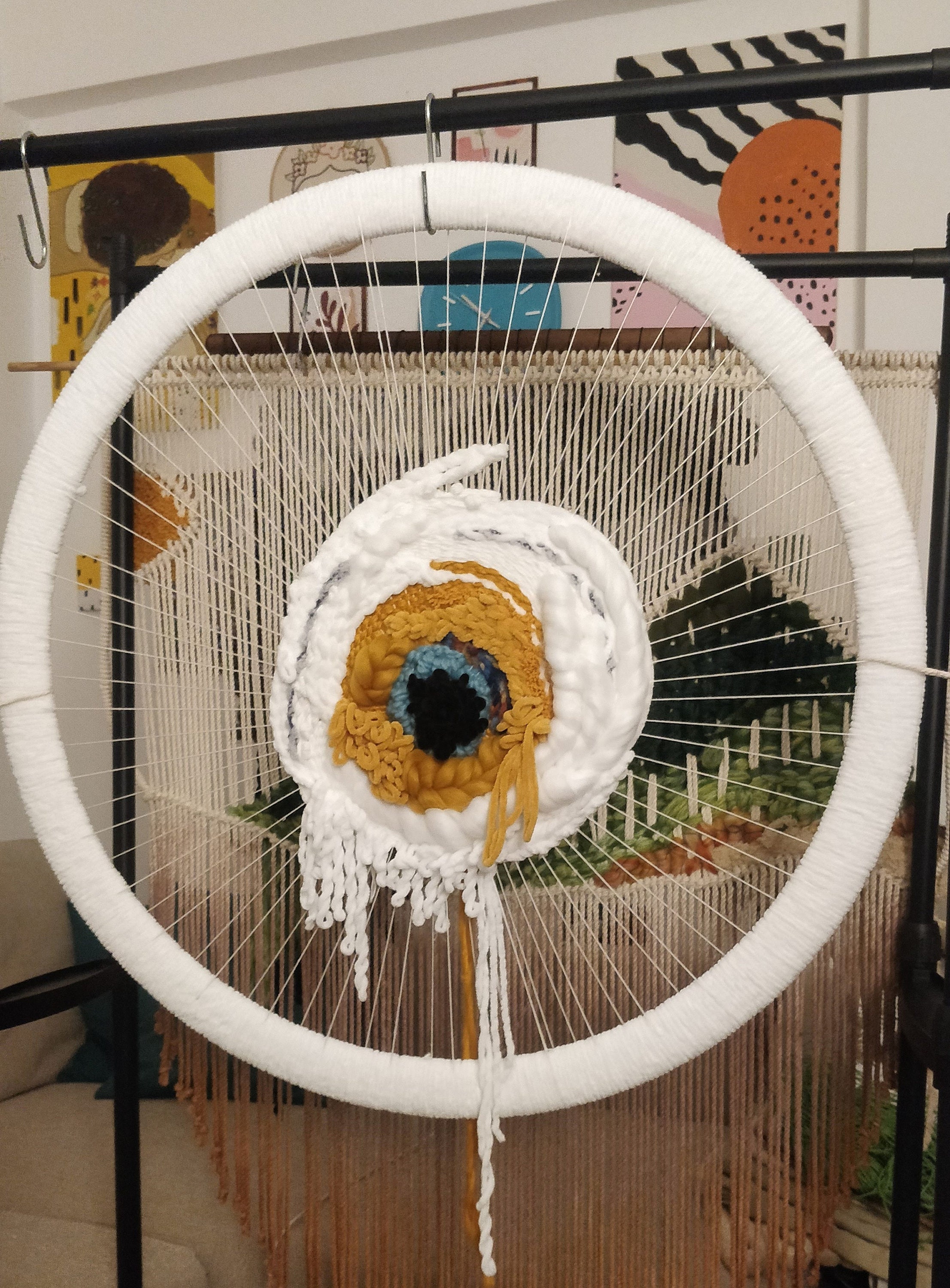 Turkish Tradition Evil Eye Bead Wall Art | Macrame Tapestry | Weaving ...