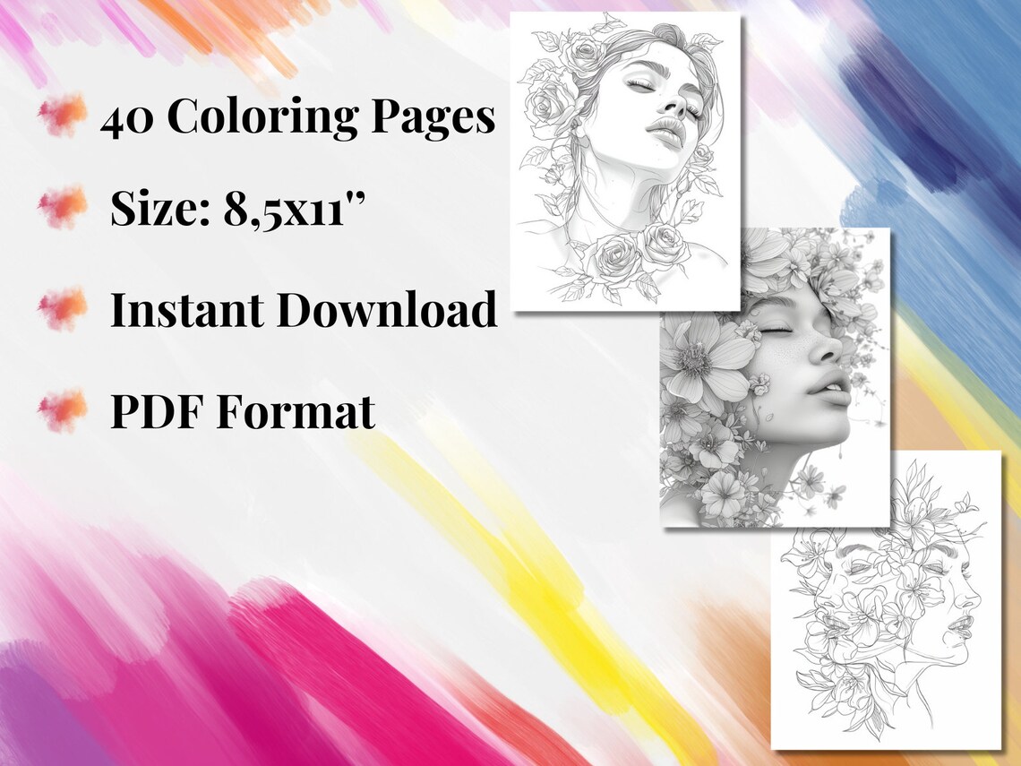 Girls Coloring Pages Adult Coloring Book Flower Printable Coloring ...