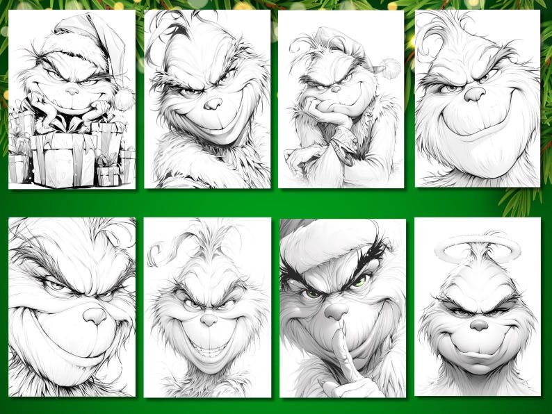 Grinch Coloring Book, How the Grinch Stole Christmas Pages, Holiday ...