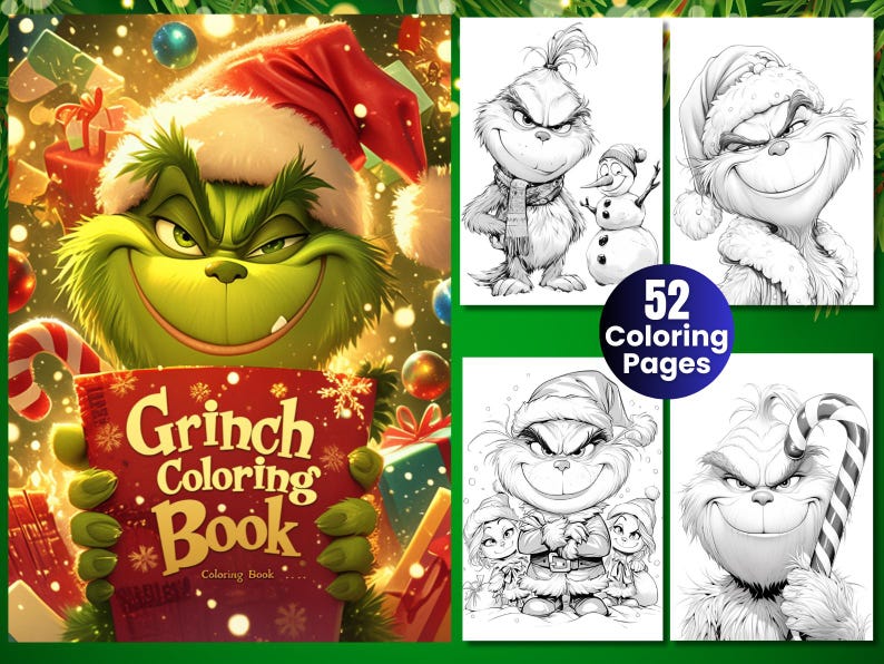 Grinch Coloring Book, How the Grinch Stole Christmas Pages, Holiday ...