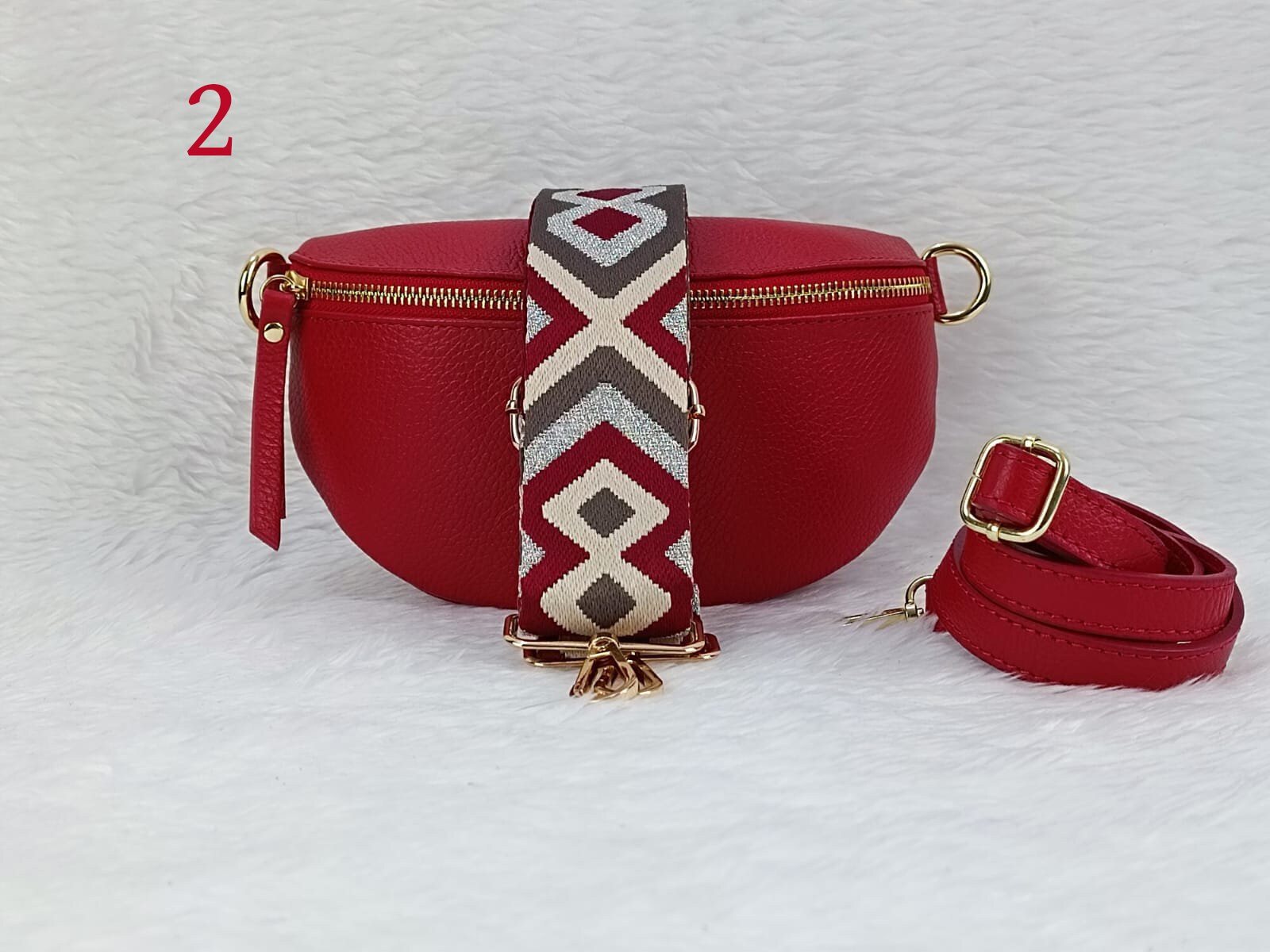 Red Leather Fanny Pack for Women, Small Crossbody Bag, Leather Bag ...