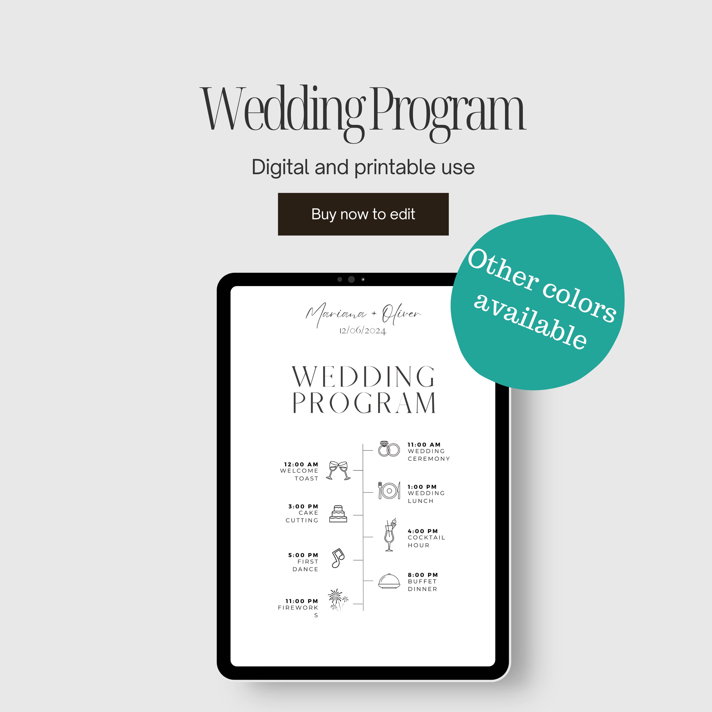 Editable Wedding Program Template Digital & Print-ready Designs - Etsy