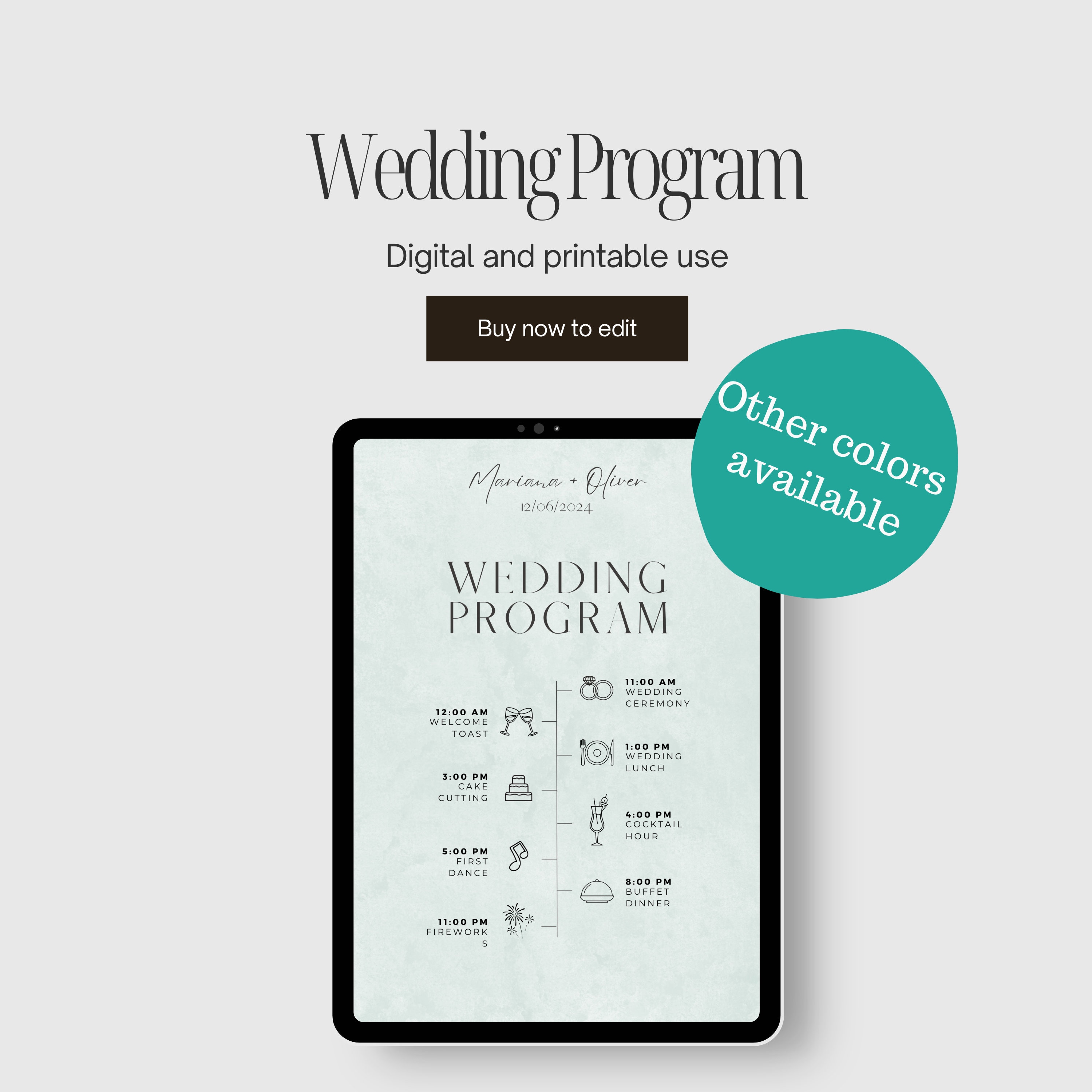 Editable Wedding Program Template | Digital & Print-ready Designs - Etsy