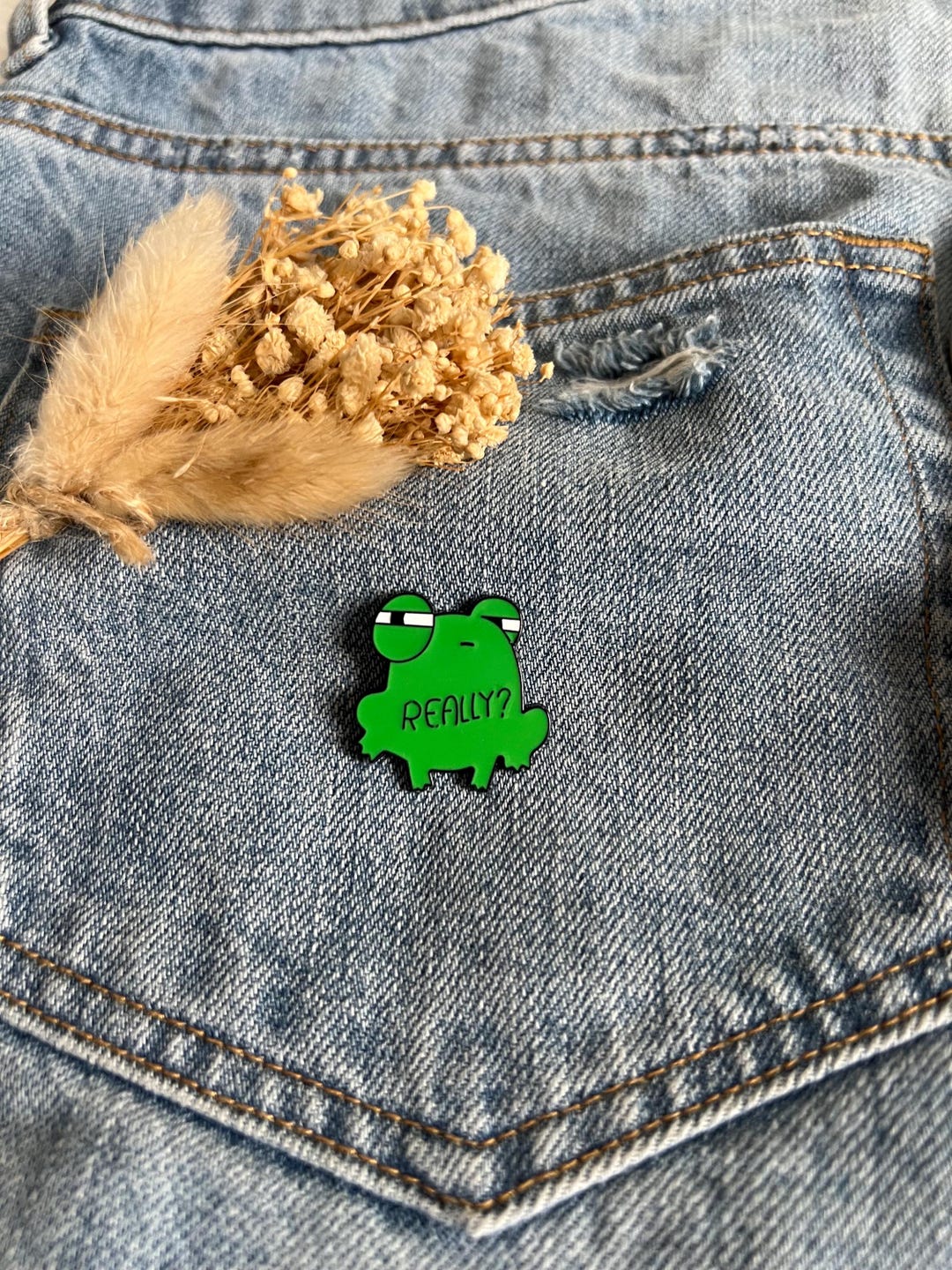 Frog Pin With Saying Brooch Enamel Pin Pin Really Cute Kawaii Frog Gift ...