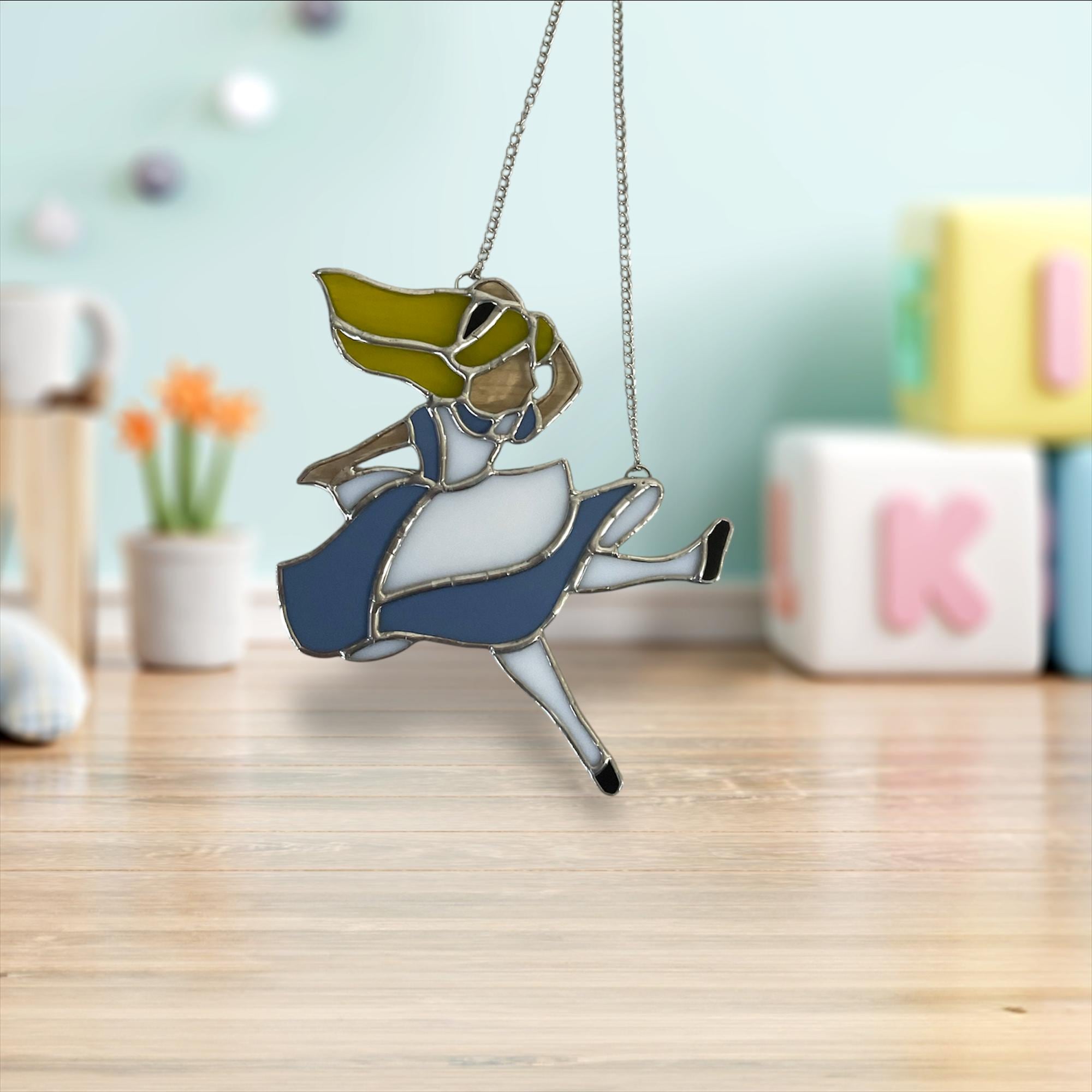 Alice in Wonderland Stained Glass Suncatcher, Handmade Window Hanging ...