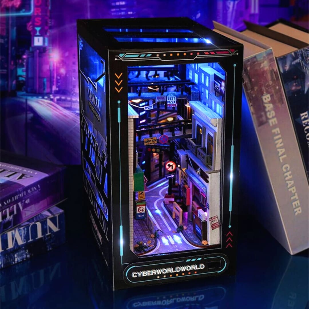 Future World Wooden Bookshelf Book Nook 3D Personalized Wood Puzzle ...