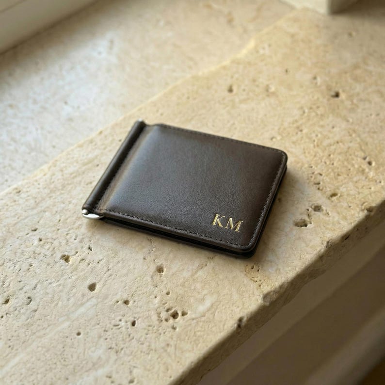 Personalized Leather Wallet | Money Clip Card Holder | Gift for Men - Etsy