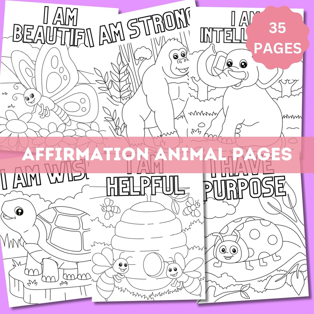 35 Printable Affirmation Animal Coloring Pages for Kids Delightful ...